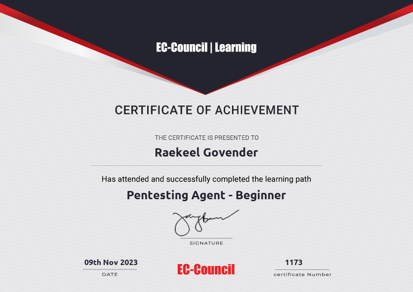 Pentesting Agent - Beginner | EC-Council Learning